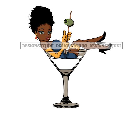 Afro Woman Drinking Wine Unique Glamour Fabulous Sexy Black Etsy