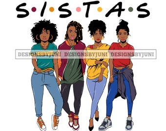 Drawing & Illustration Art & Collectibles African American Best friends ...