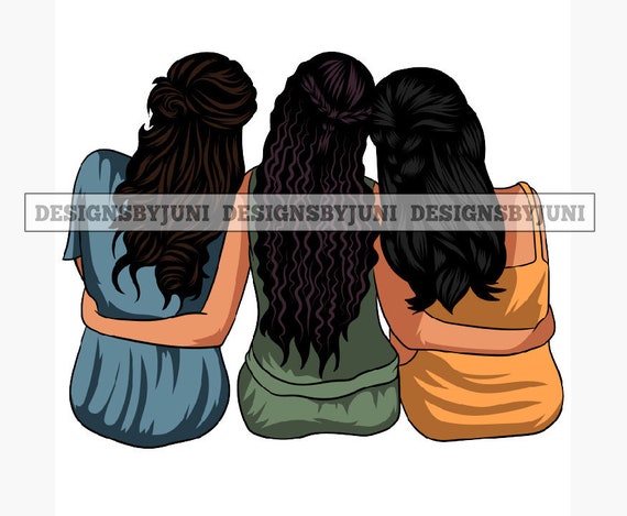 Drawing And Illustration Best Friends Forever Afro Women Sisters Queen