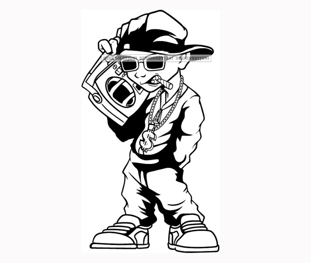 Hip Hop Clipart Black Man Smoker Music Box Music Radio Dance - Etsy