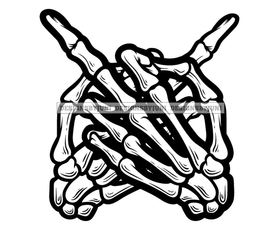 Middle Finger Bone Skull Skeleton Hands Middle Tattoo Logo - Etsy