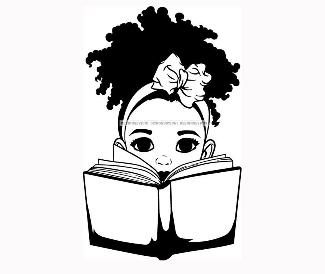 Little Black Girl Clipart Black And White