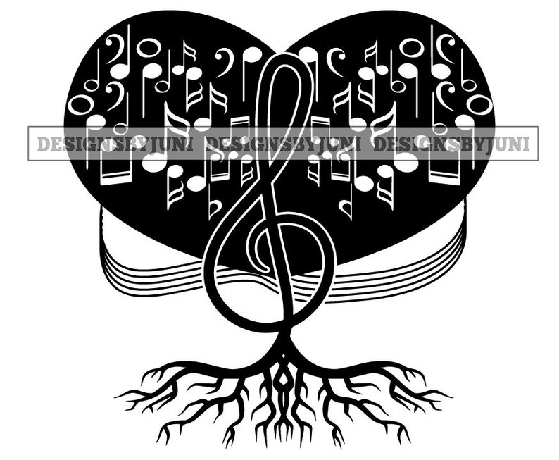 Silhouette Music Notes Heart Love Symbol Musical Logo Art - Etsy