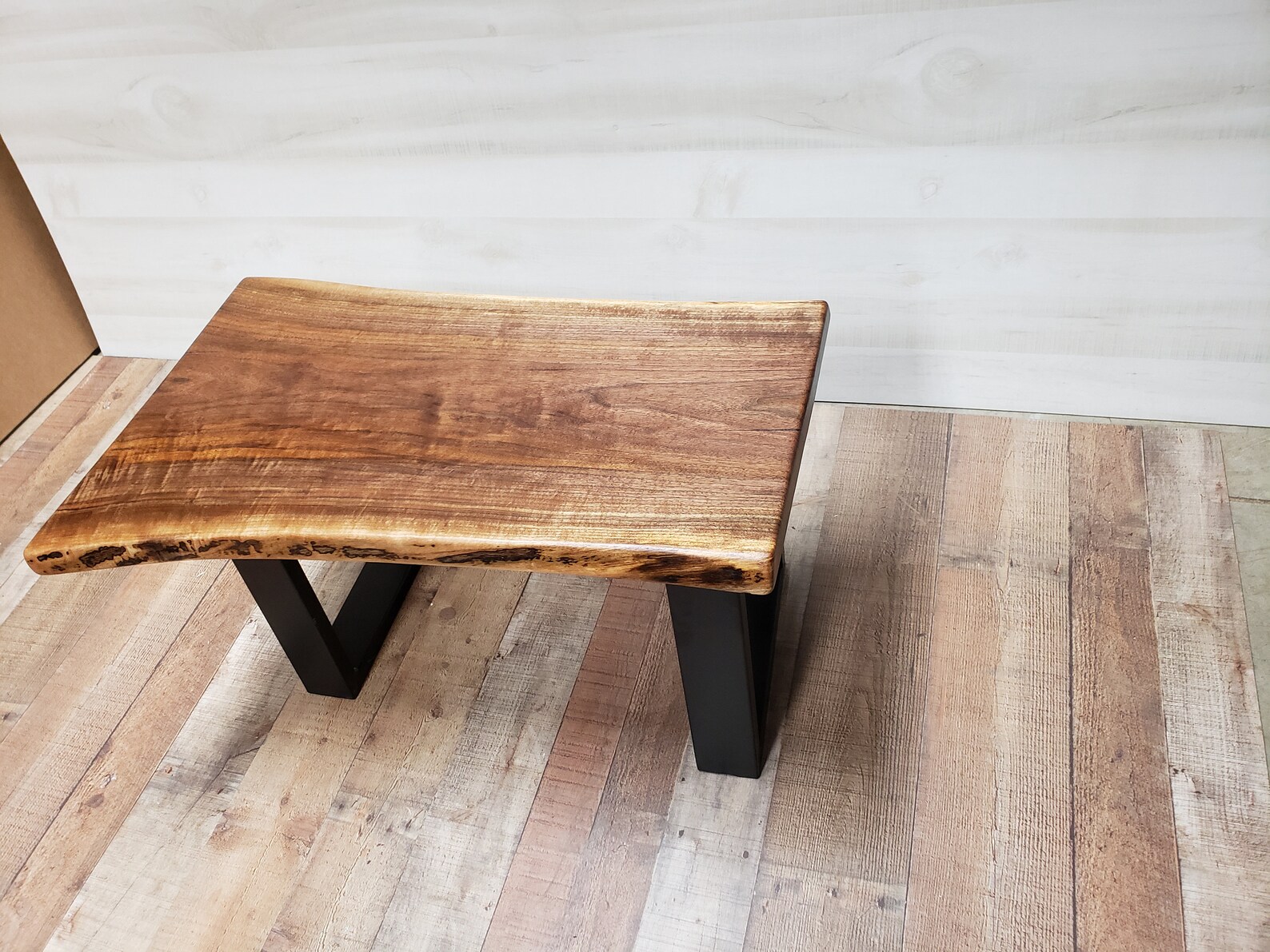 Black Walnut Live Edge Trapezoid Leg End Table - Etsy