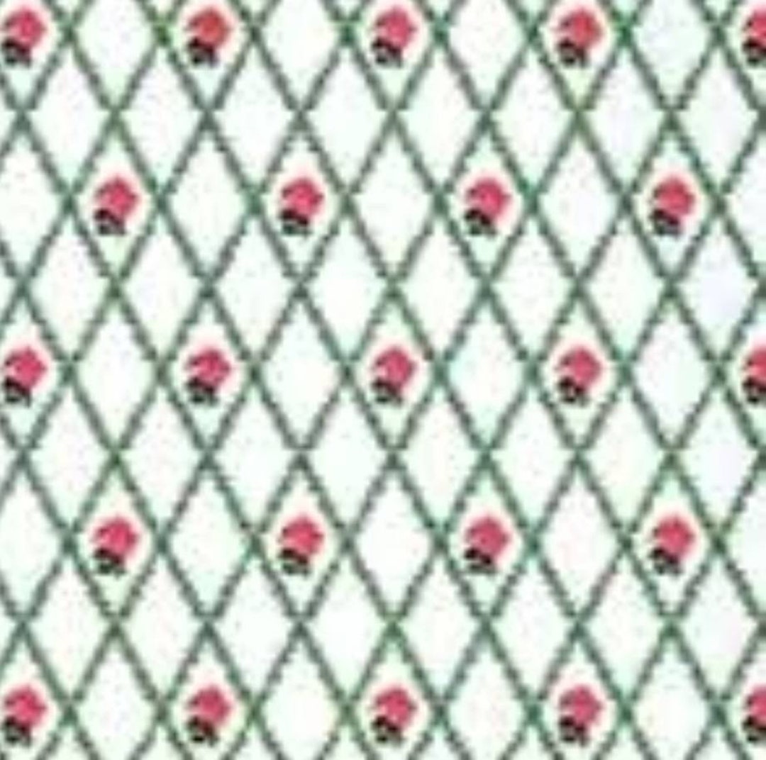 1:24 Scale Dollhouse Wallpaper, Pink Rose, Green Trellis, A4 Paper - Etsy