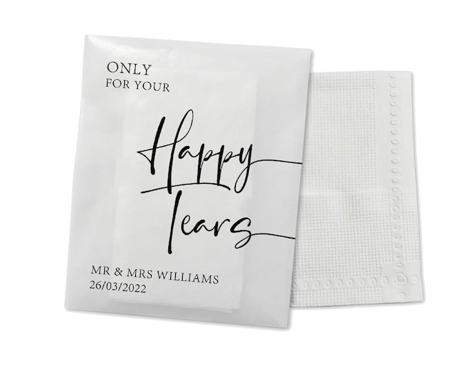Happy Tears Wedding Tissues Packets 100% Biodegradable Glassine Empty ...