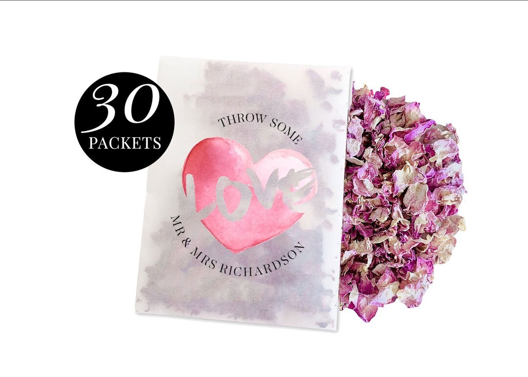 30 X Biodegradable Personalised Confetti Packets | Real Flower Petal ...