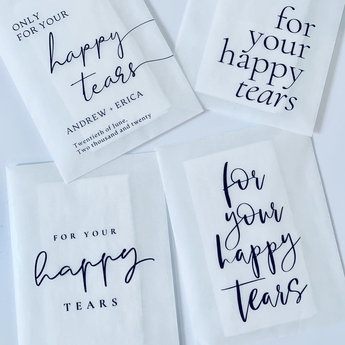 Happy Tears Personalised Tissue Packets Wedding Tissues | Etsy UK