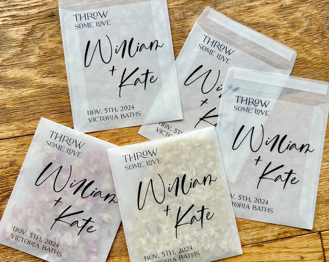 Wedding Confetti Bags 100% Biodegradable Glassine Bags Personalised ...