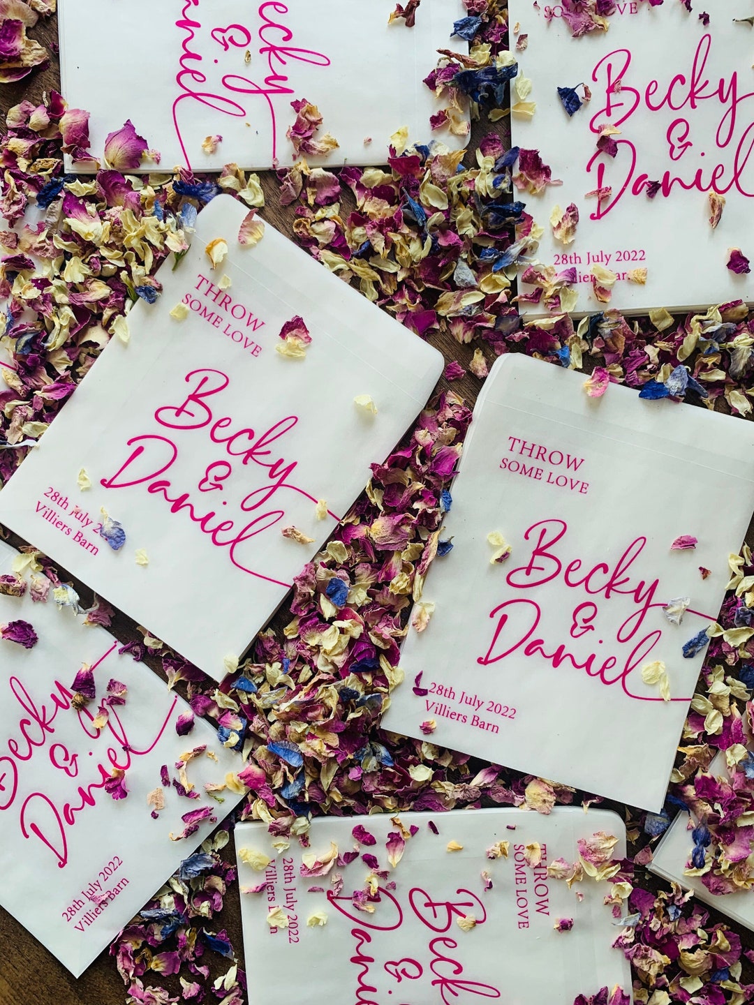 100 X Biodegradable Personalised Confetti Packets | Real Flower Petal ...