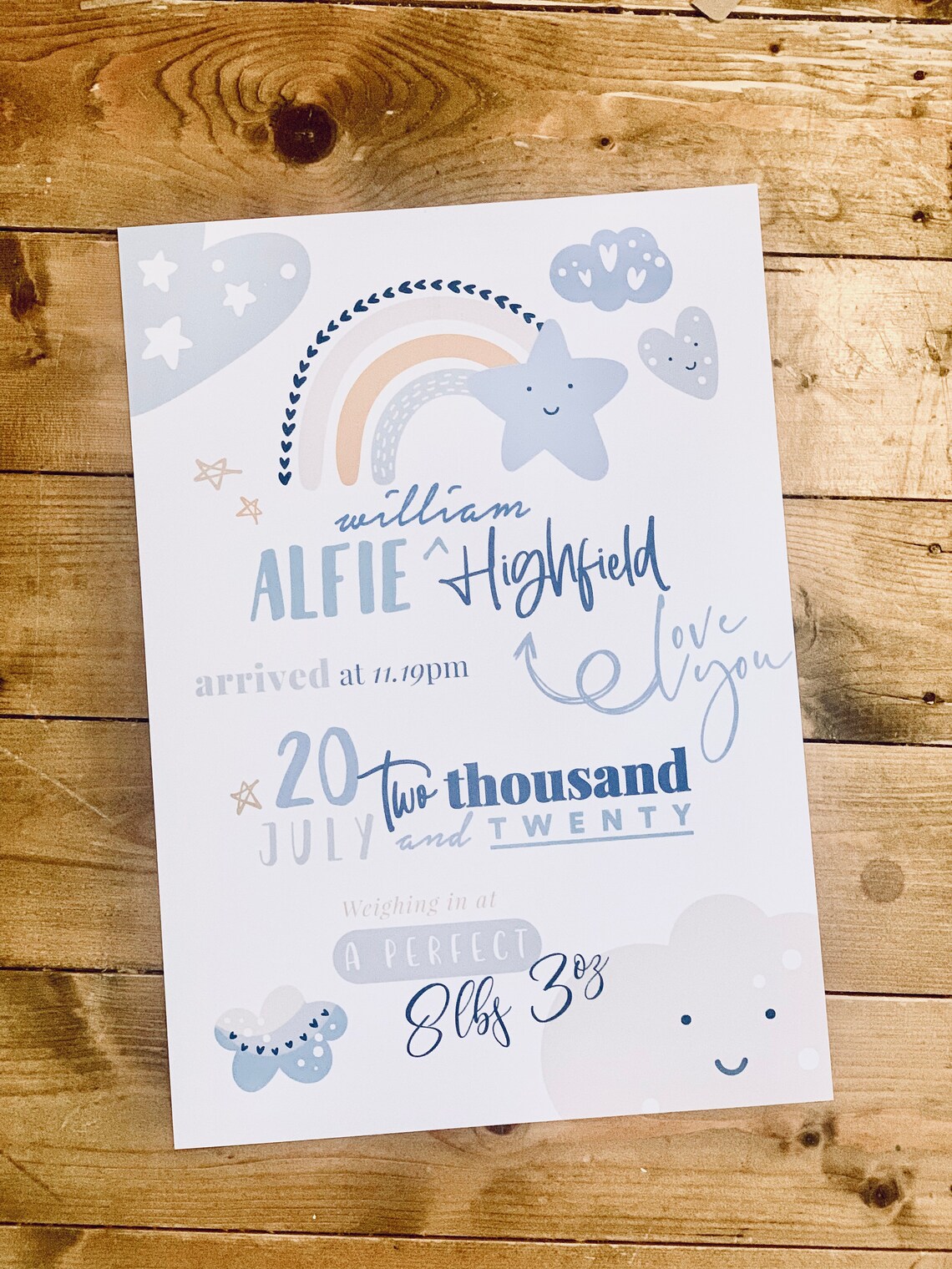 Personalised New Baby A3 Print Personalised New Baby Gift - Etsy