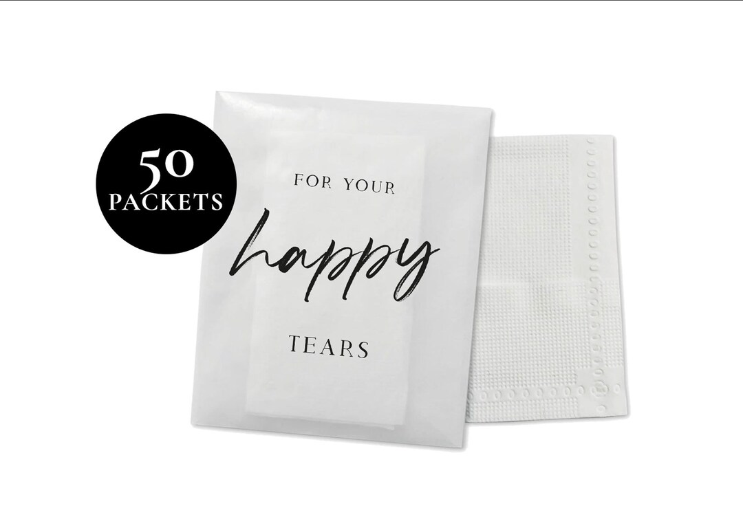50 Wedding Tissue Packets | 'happy Tears' Biodegradable Tissues - Etsy