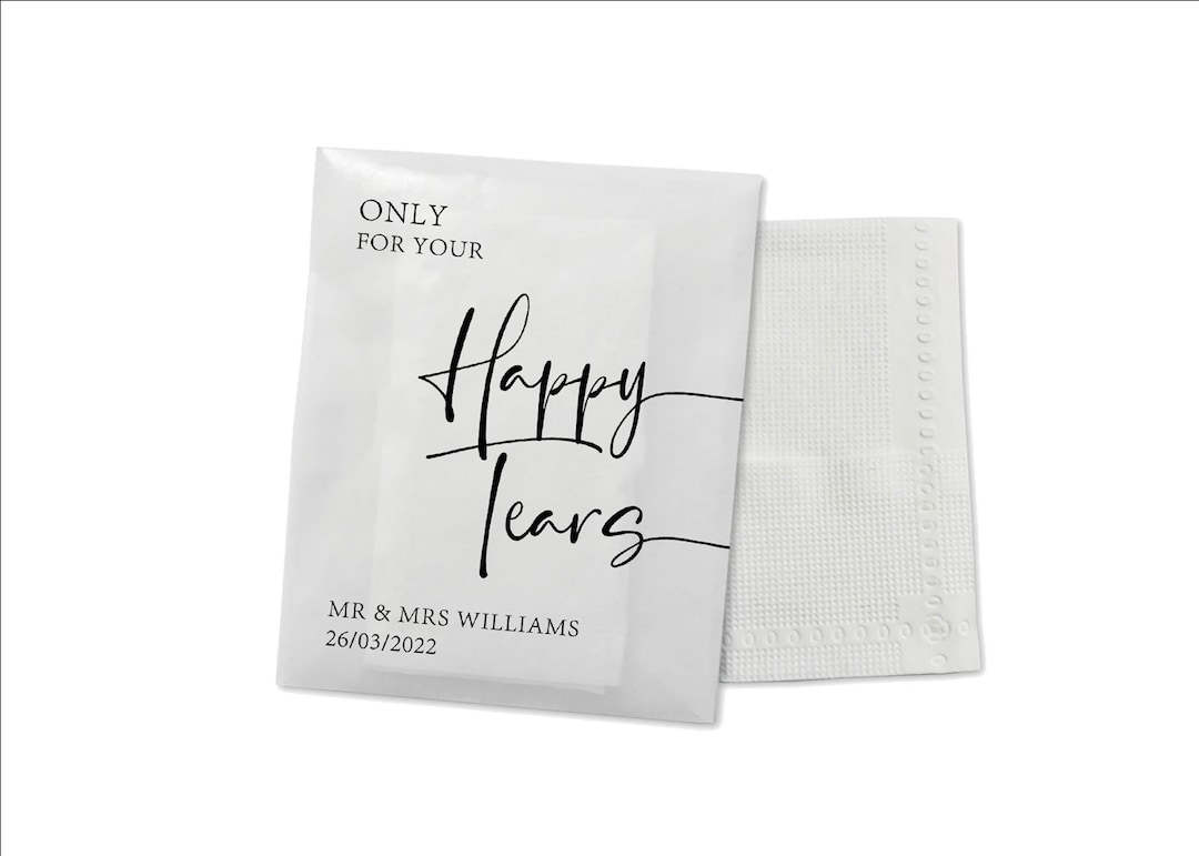 Personalized Wedding Tissues | Happy Tears Biodegradable Packets - Etsy
