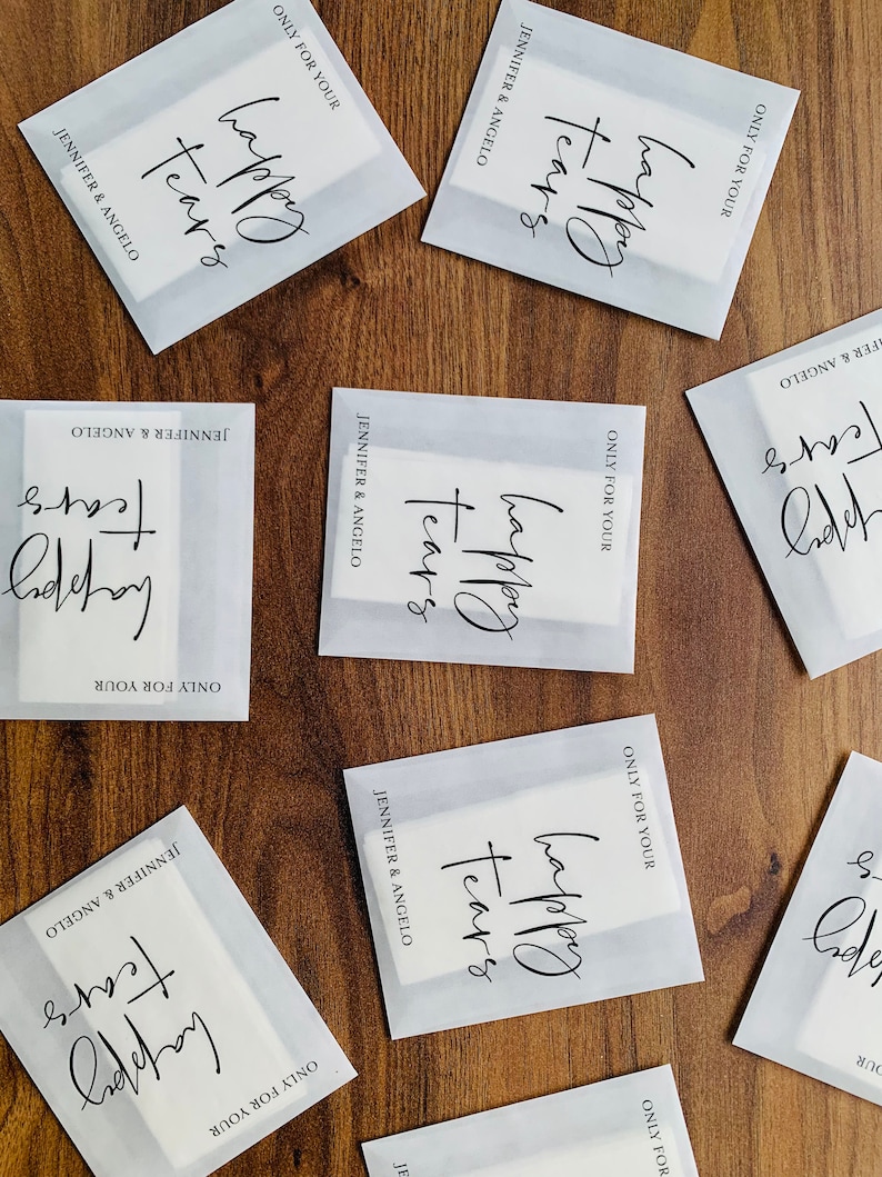 Personalized Wedding Tissues | 'happy Tears' Biodegradable Packets - Etsy