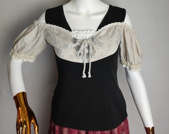 Austrian Dirndl Blouse, Traditional Trachten Blouse, Puff Sleeve ...