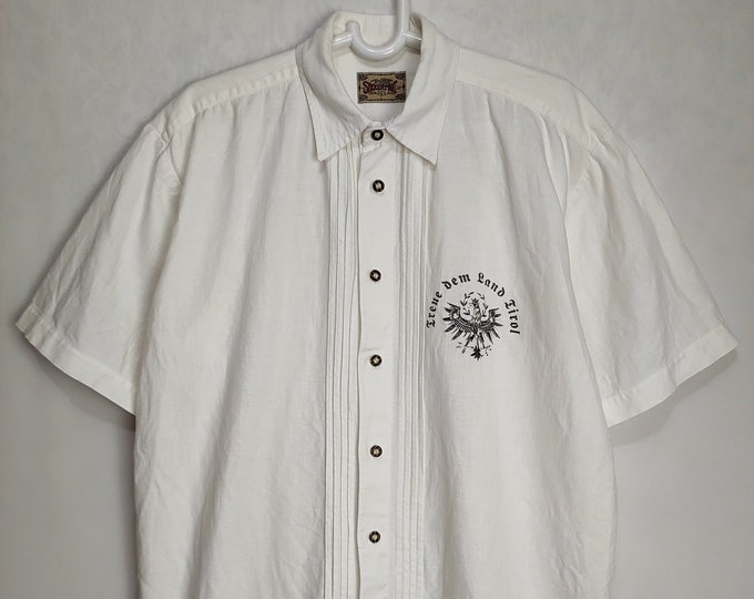 Linen Blend Trachten Shirt, Traditional Austrian Mens Shirt ...