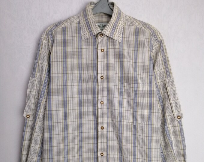 Mens Trachten Shirt, Traditional Alpine Shirt, Long Sleeve Austrian ...