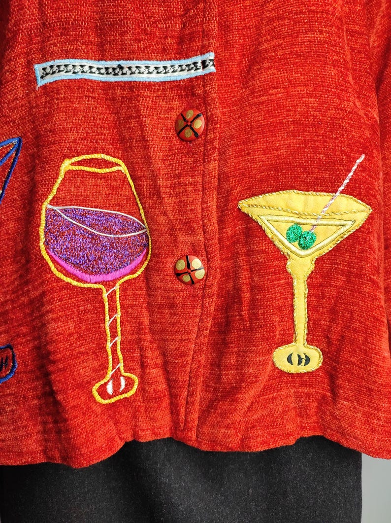 90s Festival Party Jacket, Alcohol Drinks Patchwork Jacket, Womens ...