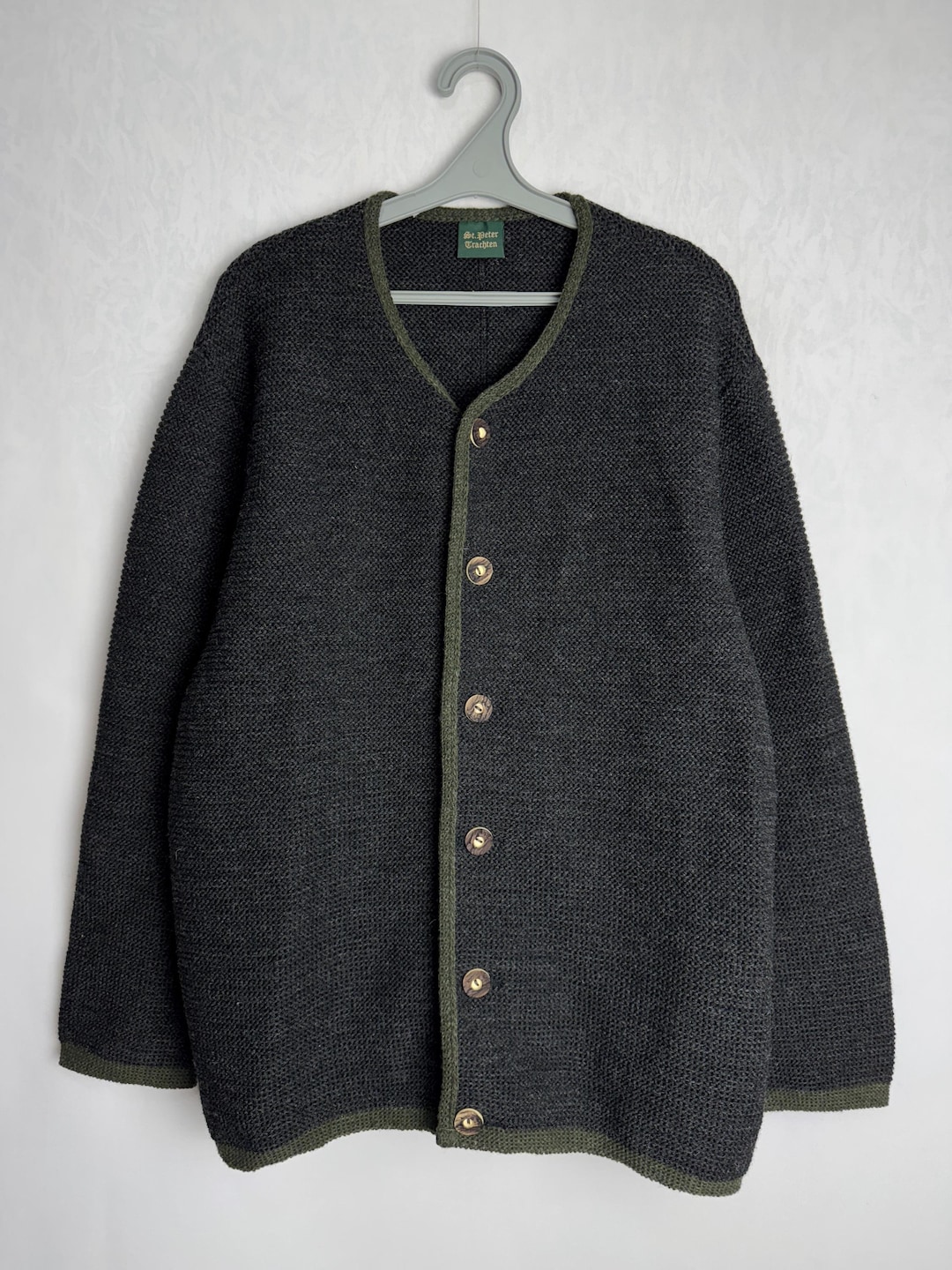 Austrian Wool Knit Cardigan, Mens Trachten Cardigan, Oktoberfest Wool ...