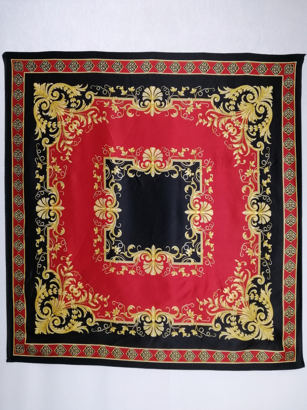 Baroque Print Silk Scarf, Made in Italy Square Scarf, 90s Large Head ...