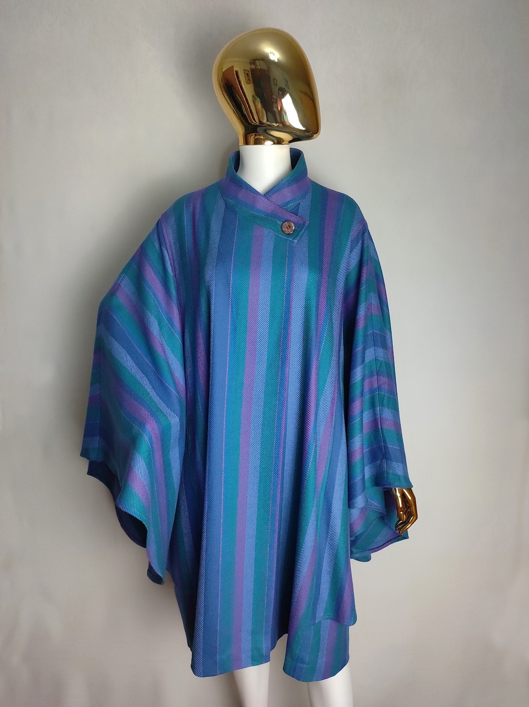 AVOCA Wool Cape Coat, 80s Irish Tweed Oversized Poncho, Pure New Wool ...