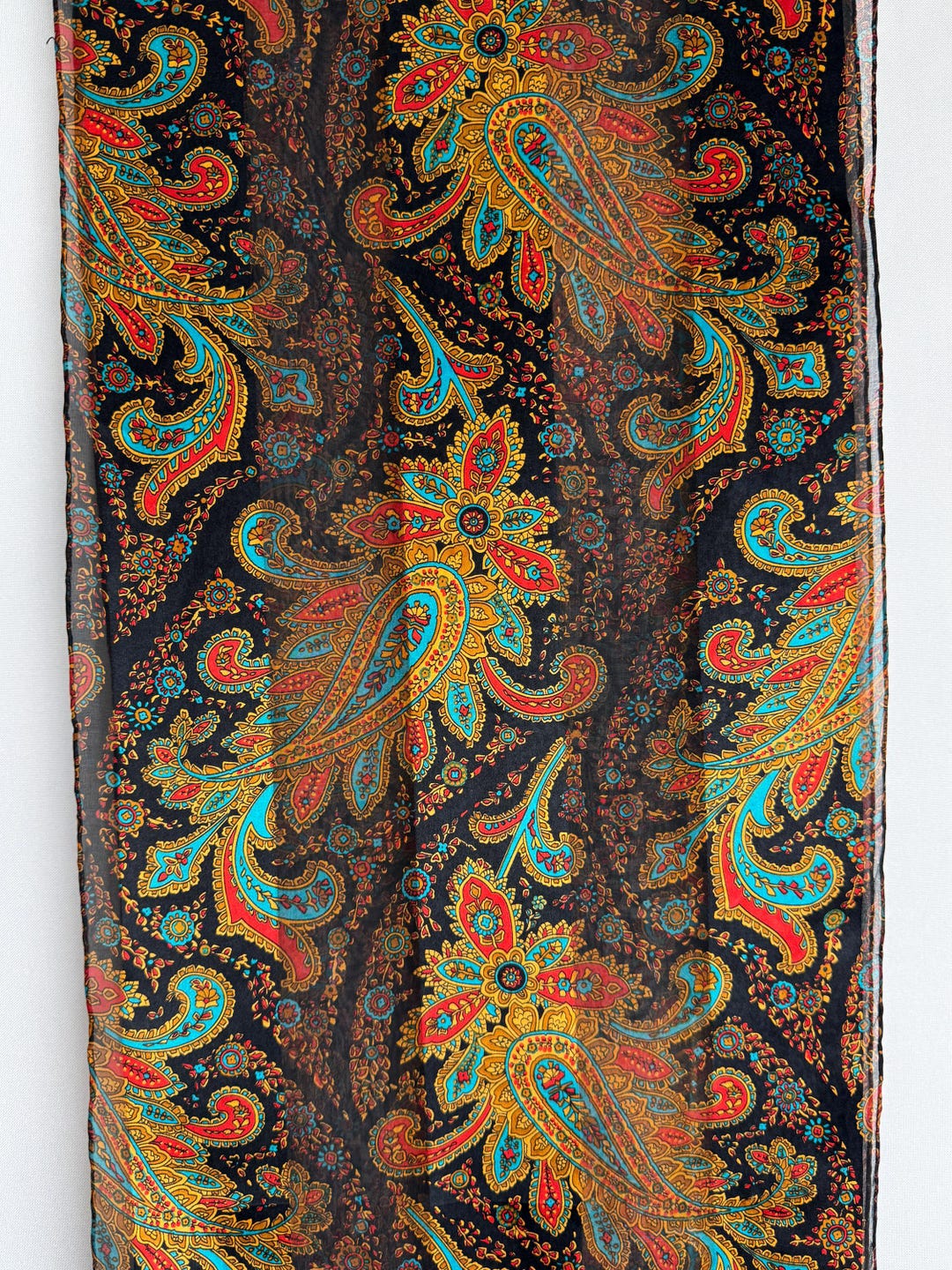 ADOLFO Boho Print Silk Scarf, 90s Pure Silk Neck Scarf, Paisley Pattern ...