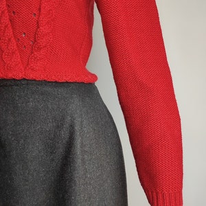 Austrian Wool Knit Cardigan, Red Dirndl Cardigan, Traditional Trachten ...