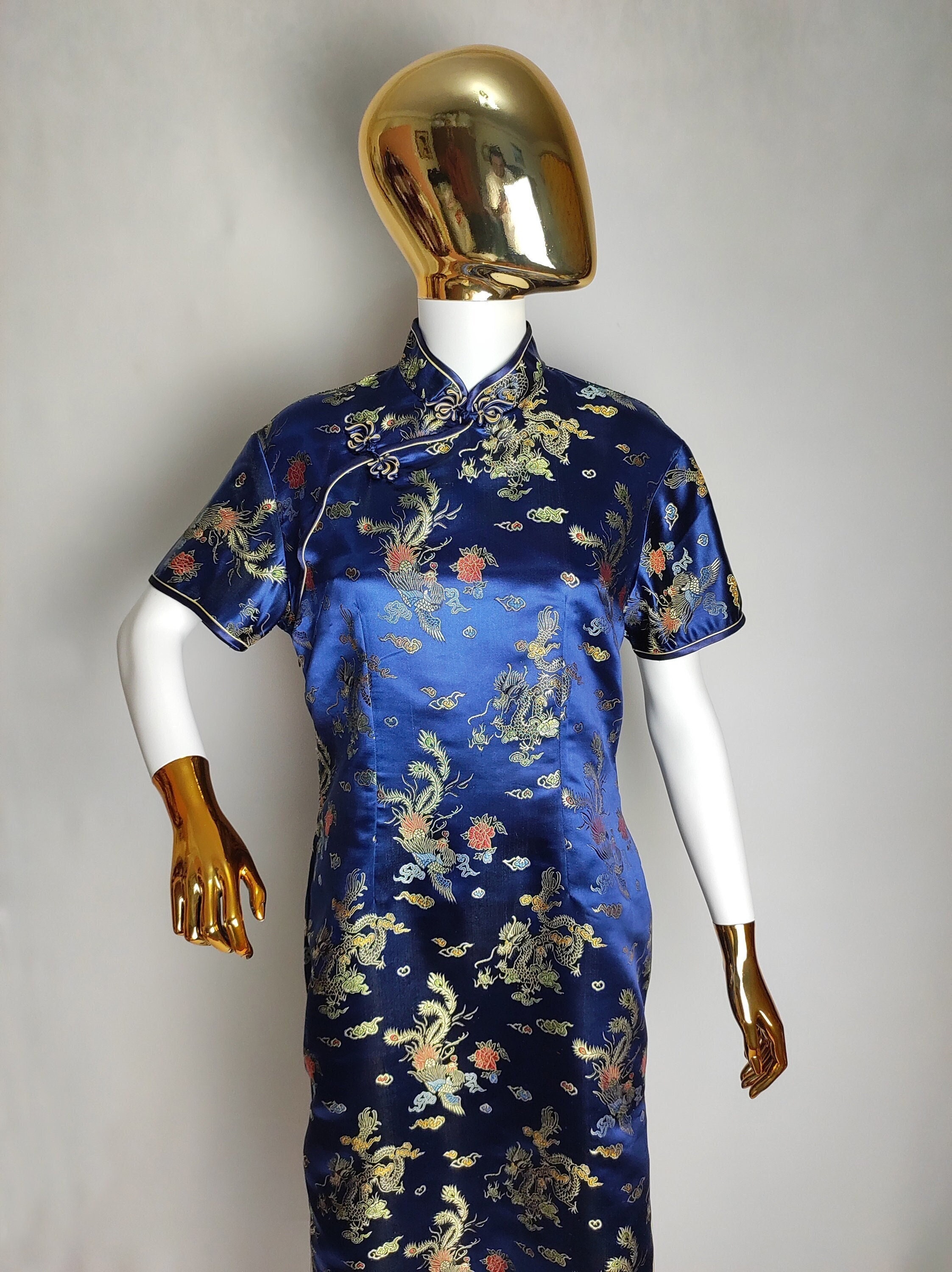 Vintage Silk Cheongsam, Traditional Chinese Dress, Short Vintage Silk Cheongsam, Traditional Chinese Dress, Short