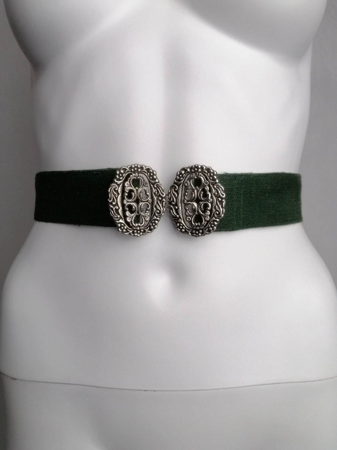 Austrian Dirndl Belt Green Linen Oktoberfest Belt Silver - Etsy