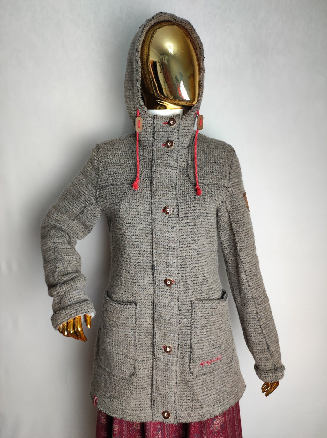 Austrian Wool Hoodie Jacket, Dirndl Full Zip up Sweater, Oktoberfest ...