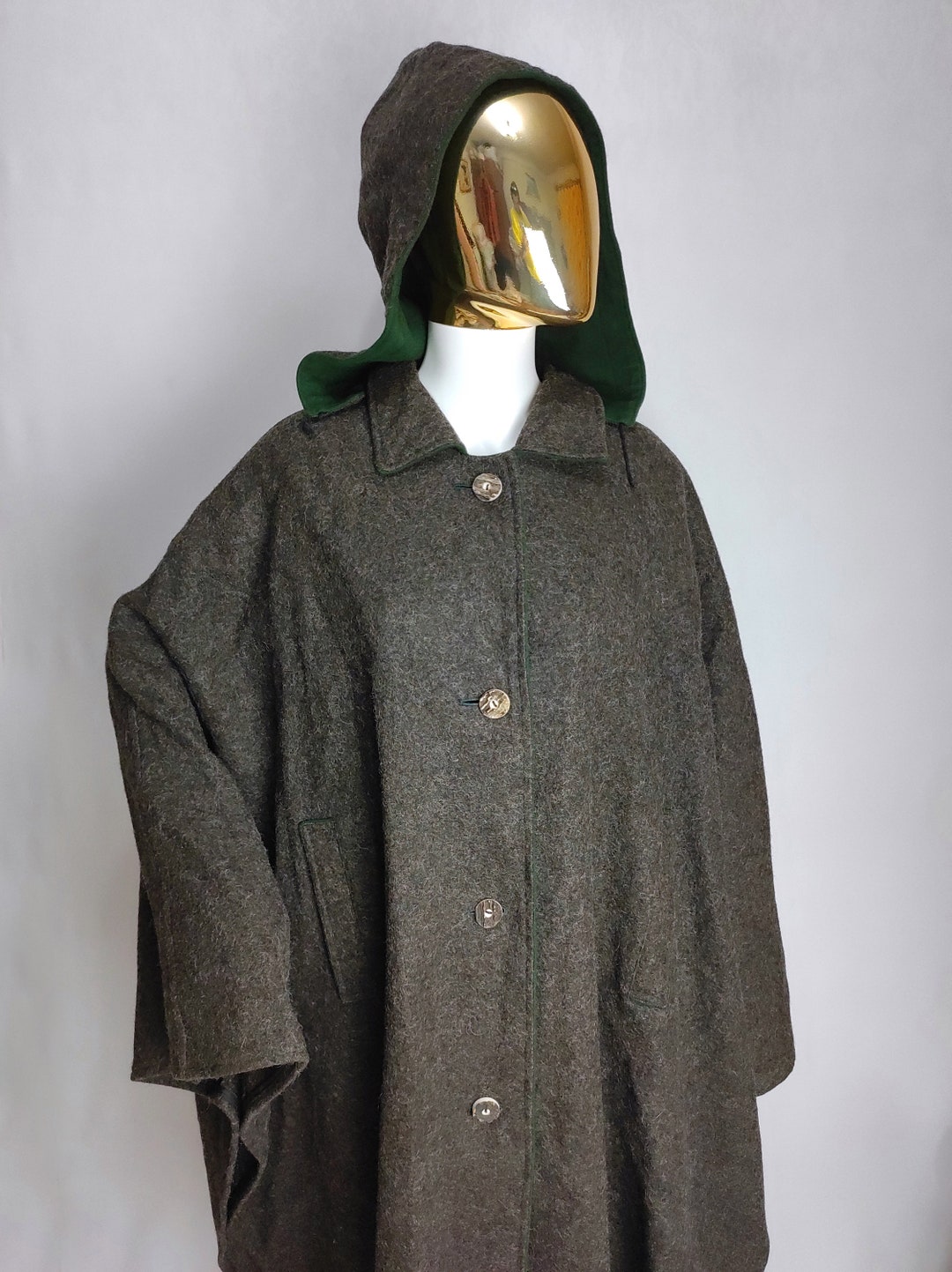 Austrian Loden Wool Cape, 70s Womens Trachten Coat, Oversized Dirndl ...