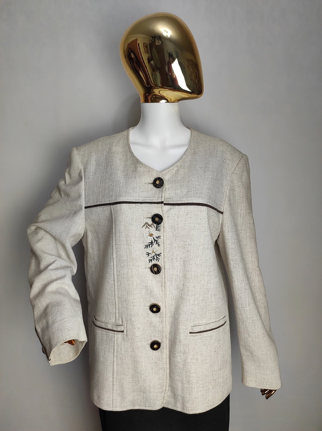 Trachten Edelweiss Jacket, Traditional Austrian Jacket, Tyrol Folk ...