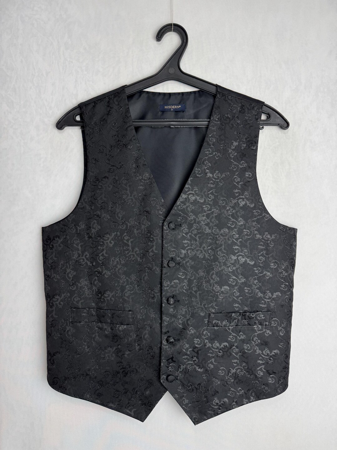Baroque Pattern Mens Vest, Gothic Formal Waistcoat, V-neck Sleeveless ...