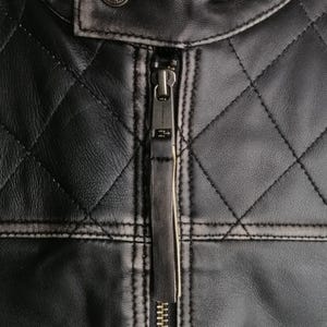 Mens Quilted Leather Vest, Motorcycle Sleeveless Jacket, Black Leather ...