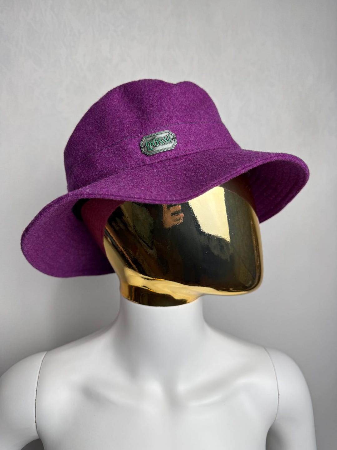 Vintage Felt Bucket Hat, Unisex Purple Wool Hat, Cloche Style Retro Hat ...