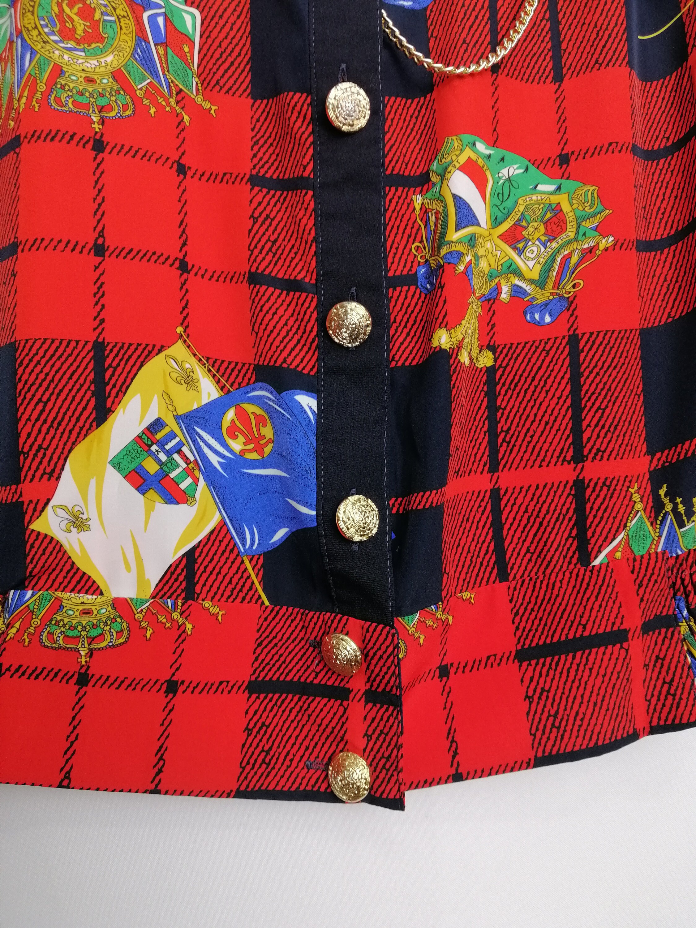 VINTAGE Colorful Print Blouse, 80s Novelty Button up Shirt, Oversized ...
