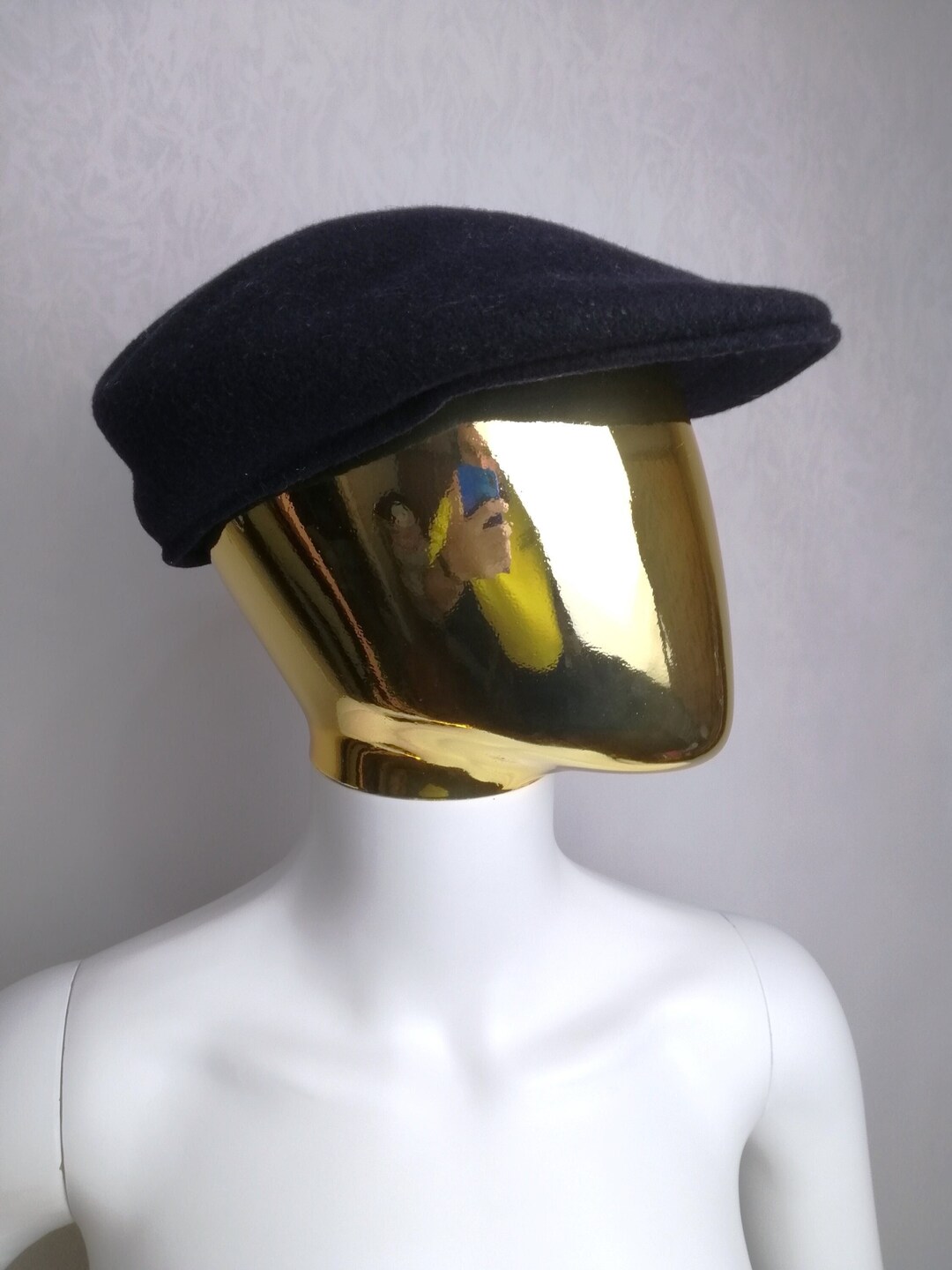 CODEBA Wool Basque Beret, 80s Navy Blue Classic Hat, Traditional ...