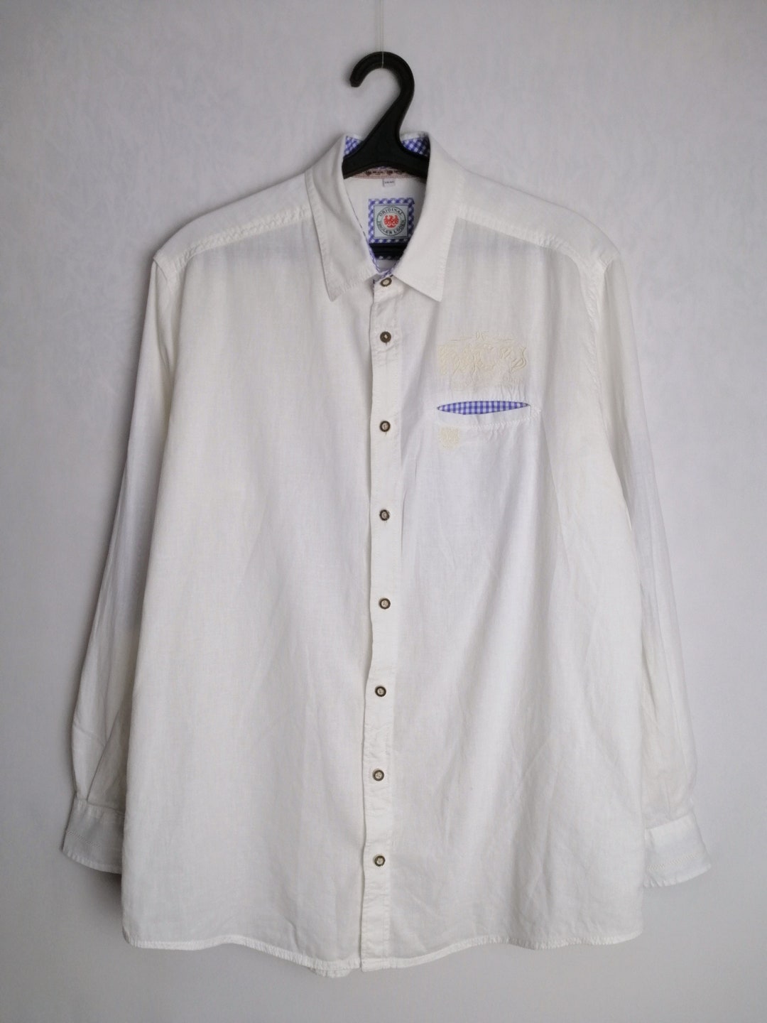 Linen Blend Trachten Shirt, Traditional Austrian Mens Shirt ...