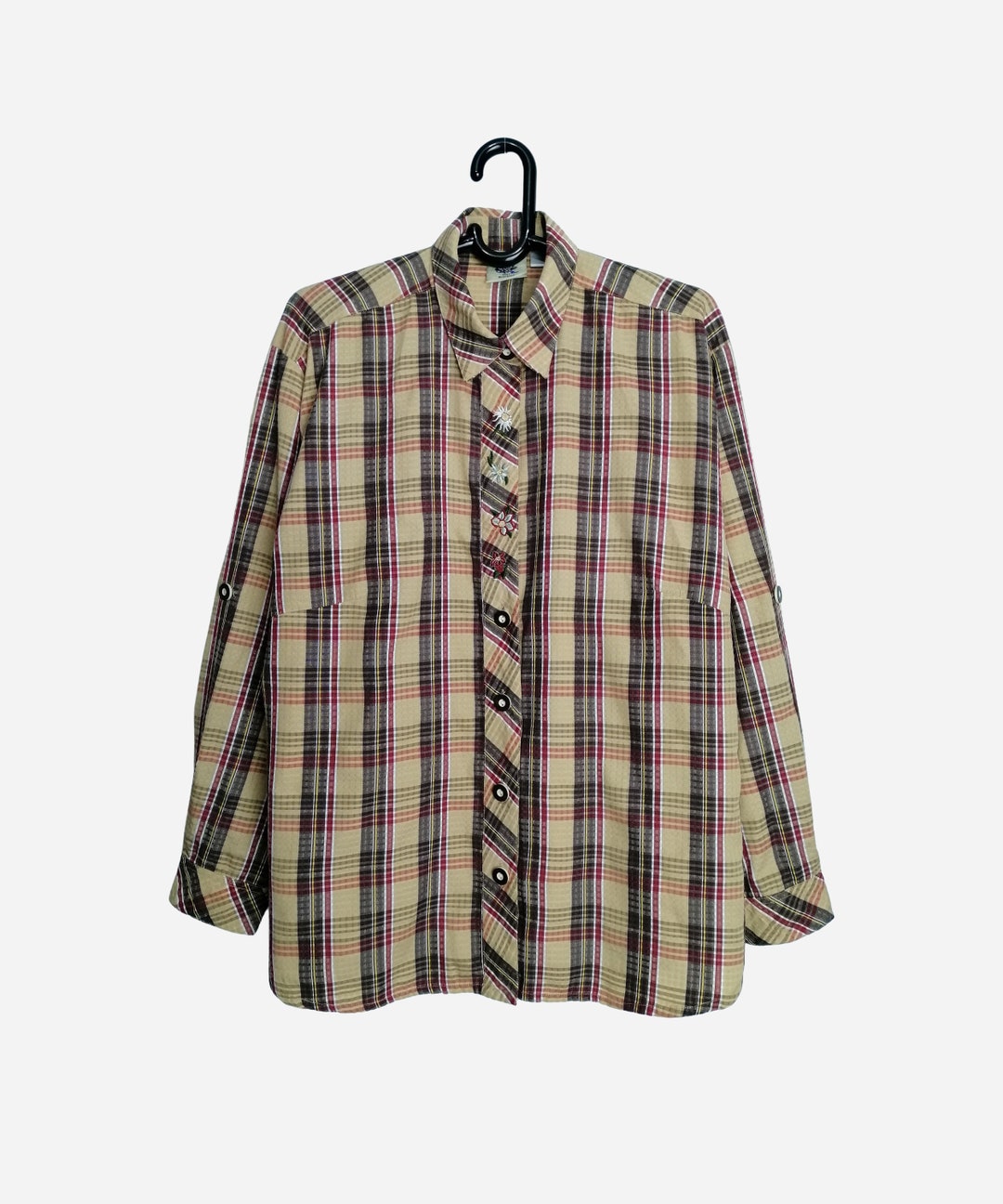 VINTAGE Edelweiss Dirndl Shirt Womens Traditional Austrian Blouse ...