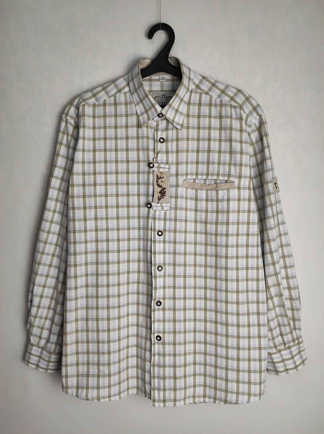 Mens Trachten Shirt, Traditional Alpen Shirt, Long Sleeve Austrian ...