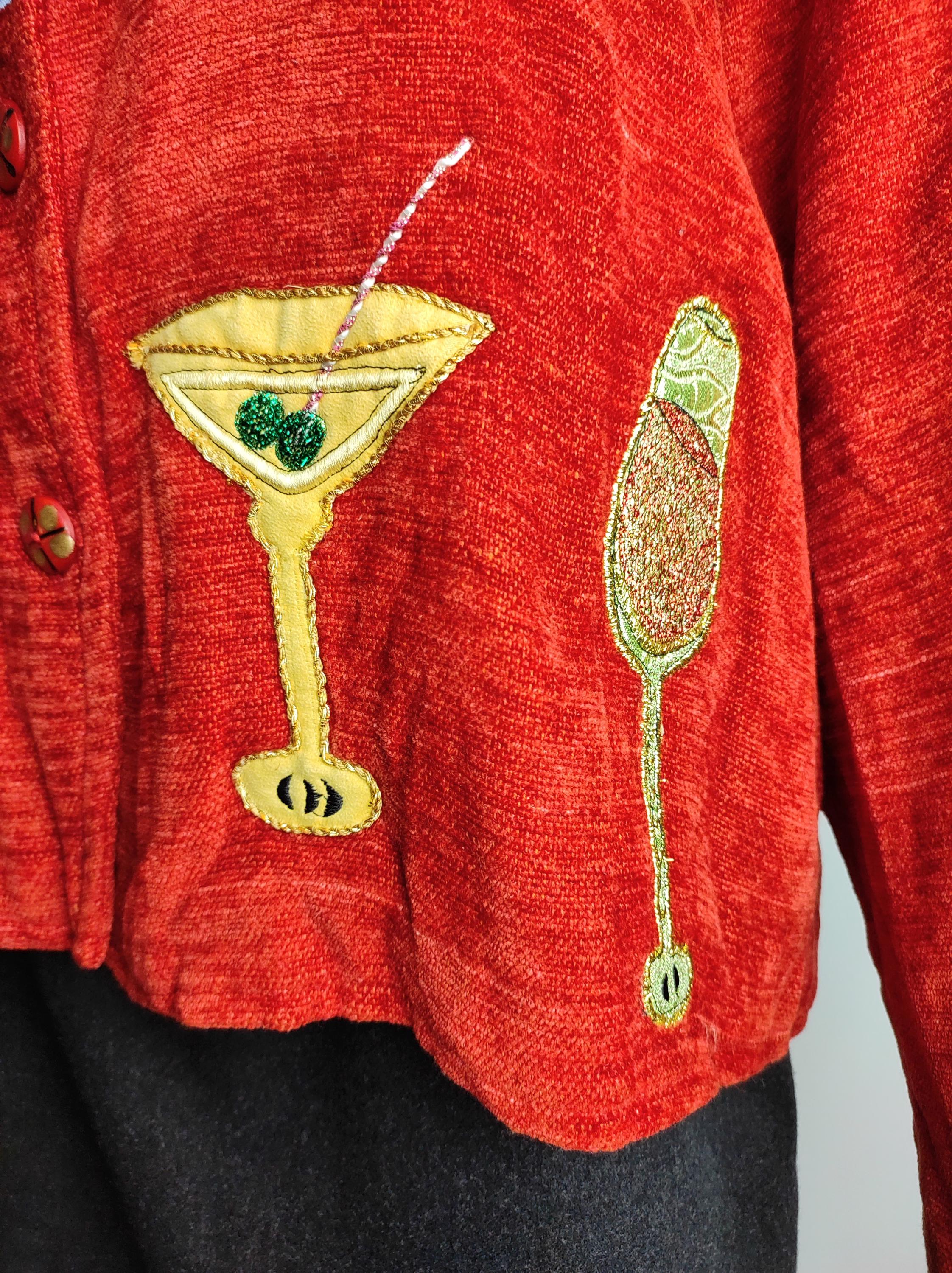 90s Festival Party Jacket, Alcohol Drinks Patchwork Jacket, Womens ...