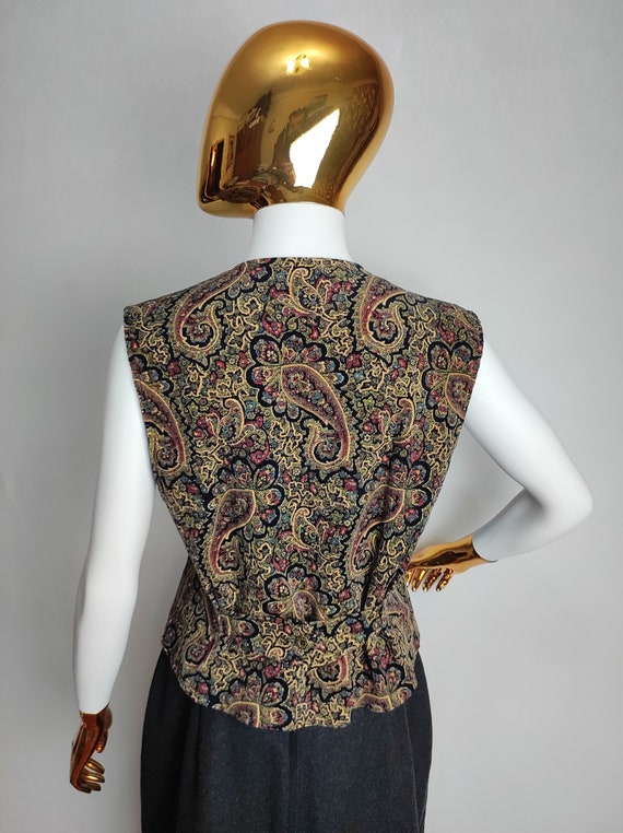 80s Paisley Print Vest, Boho Corduroy Waistcoat, Aust… - Gem