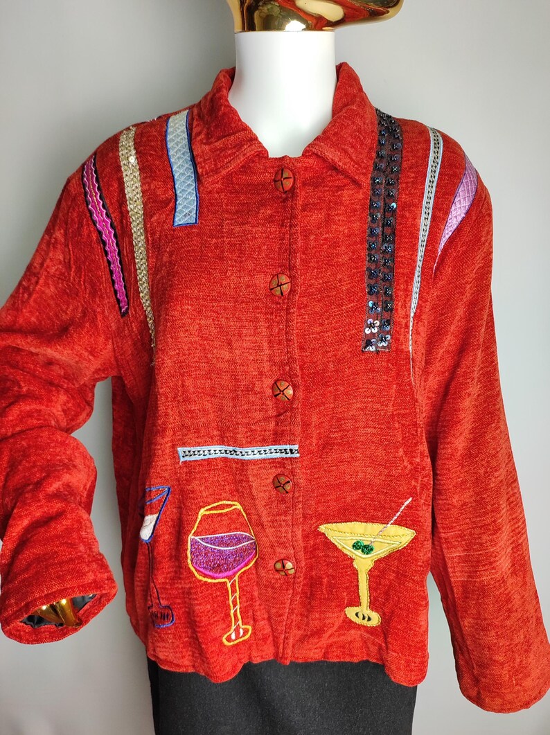 90s Festival Party Jacket, Alcohol Drinks Patchwork Jacket, Womens ...