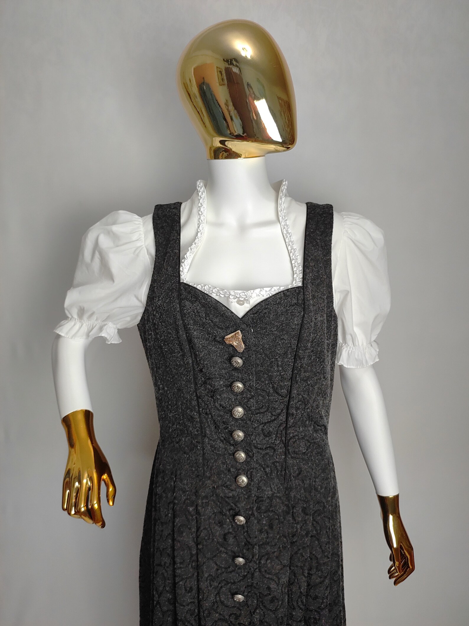 Sleeveless Dirndl Dress, Wool Blend Trachten Dress, Traditional ...