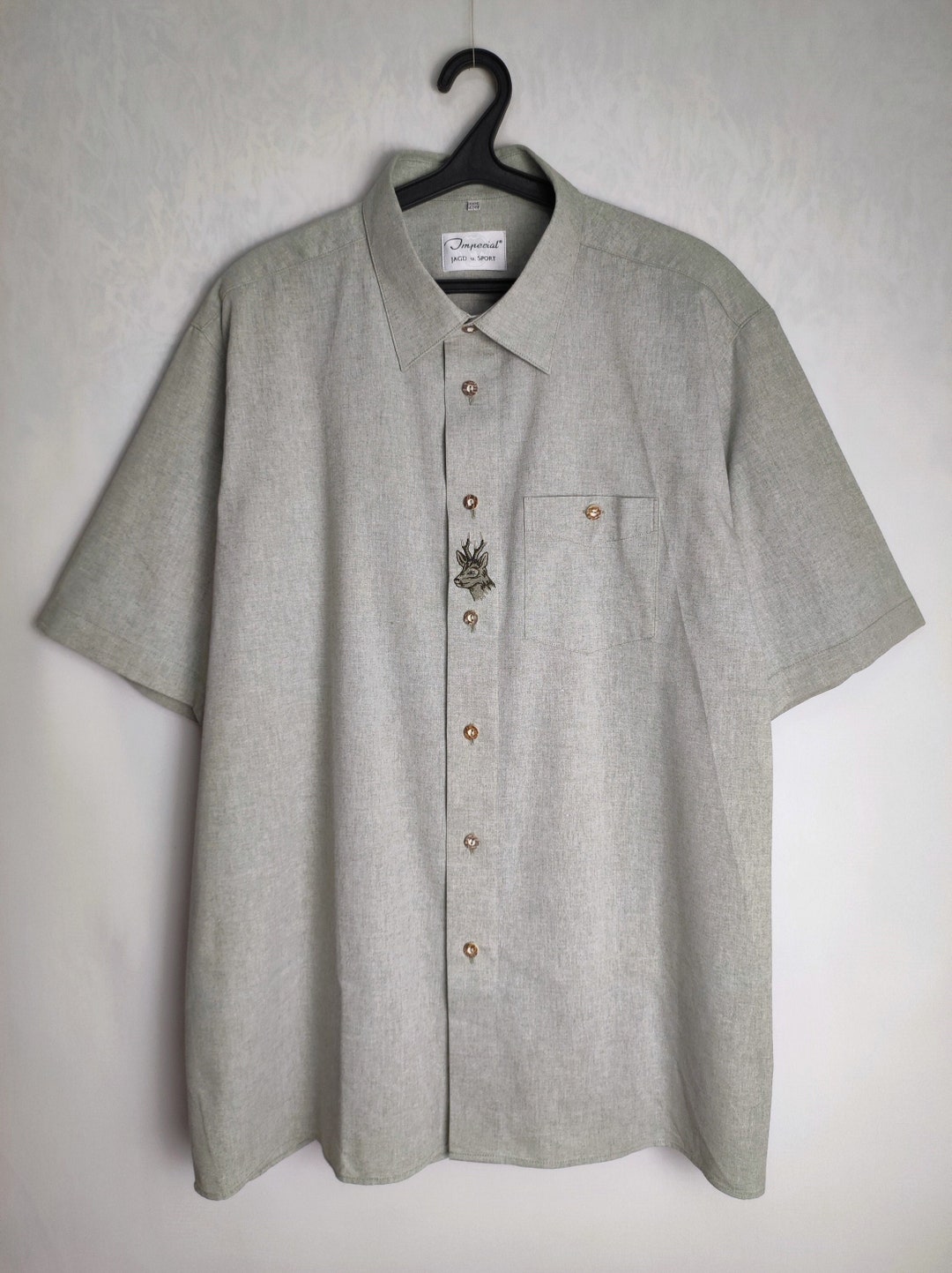 Mens Trachten Shirt, Traditional Alpen Shirt, Short Sleeve Austrian ...