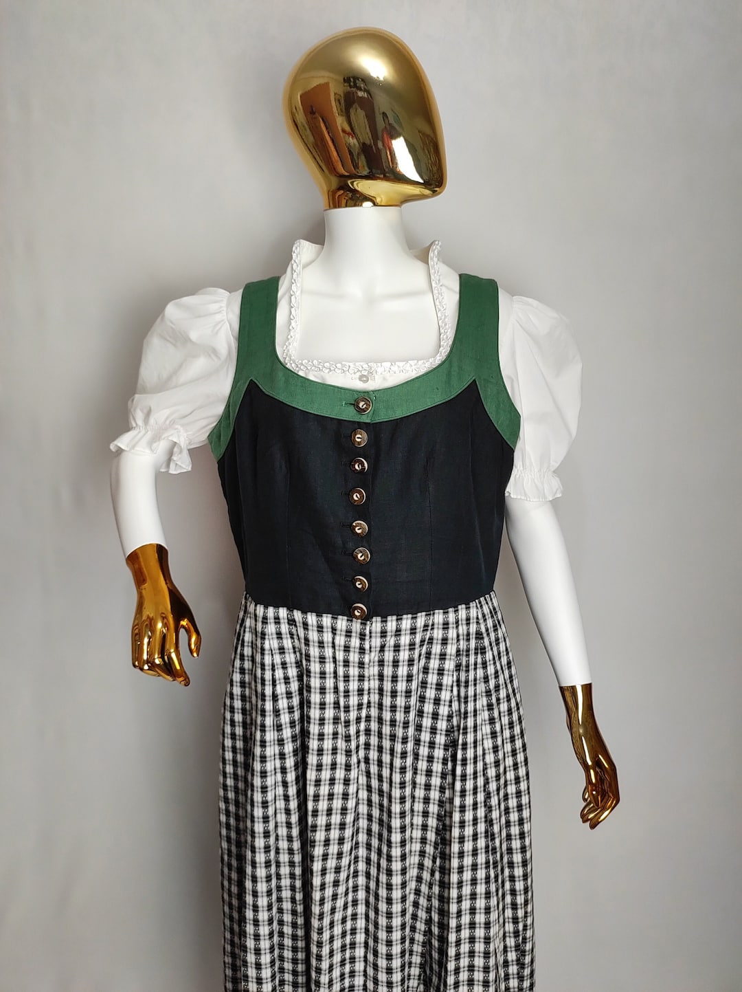 Linen Austrian Dirndl Dress, Sleeveless Trachten Dress, Traditional ...