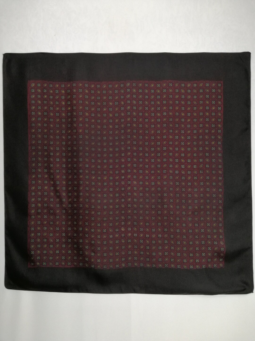 Vintage Silk Scarf, 80s Large Head Scarf, Geometric Pattern Square ...