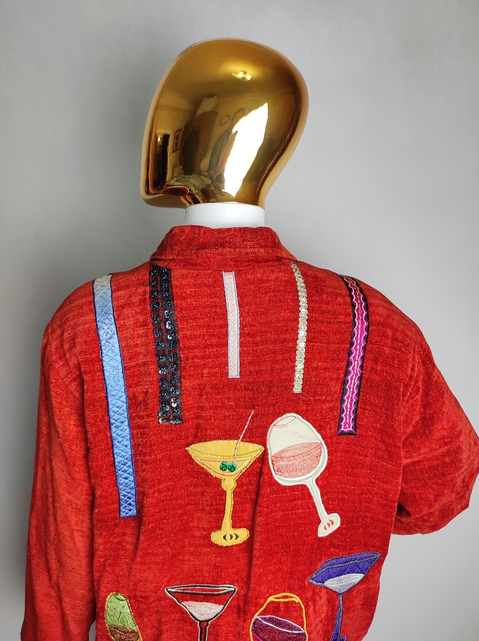90s Festival Party Jacket, Alcohol Drinks Patchwork Jacket, Womens ...