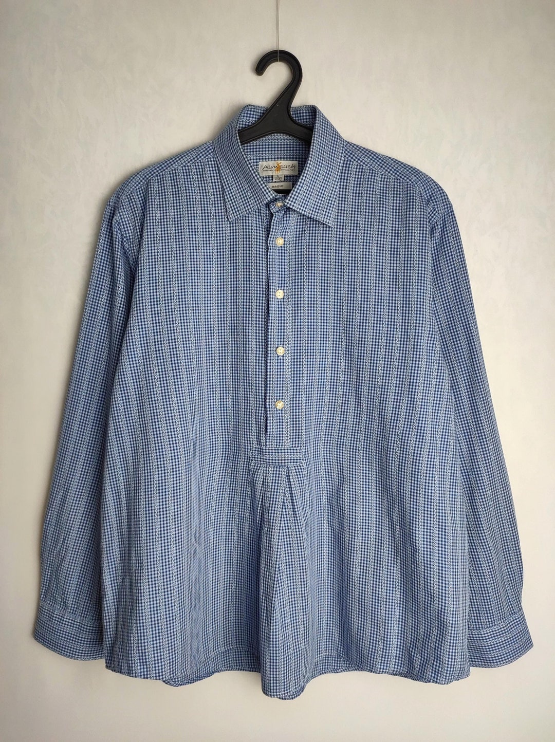 Mens Trachten Shirt, Traditional Alpen Shirt, Long Sleeve Austrian ...