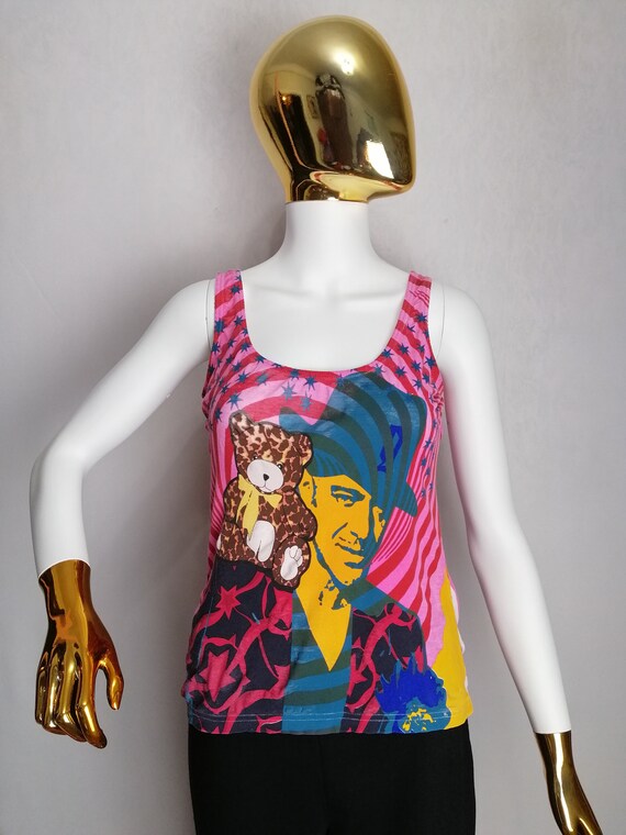 JOHN GALLIANO Vintage Tank Top, 2000s Teddy Bear Prin… - Gem